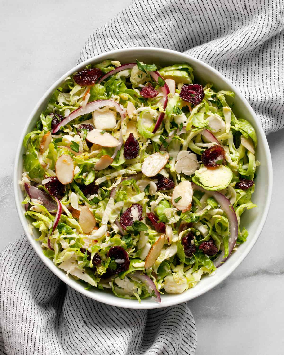 Shredded Brussels Sprouts Salad With Maple Balsamic Vinaigrette At