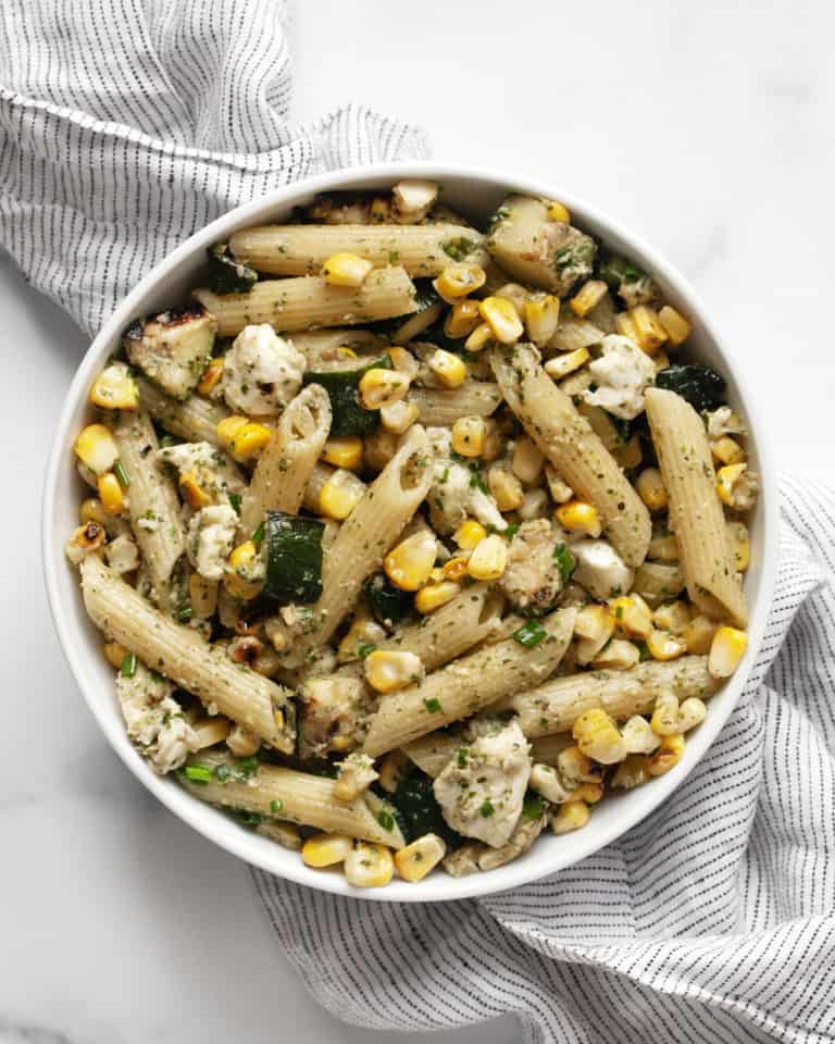 Grilled Zucchini Corn Pasta with Mint Pesto - Last Ingredient