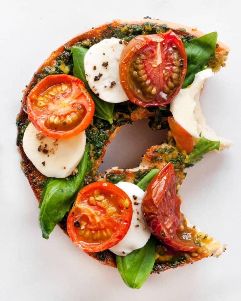 Caprese Bagel with Roasted Tomatoes and Pesto - Last Ingredient