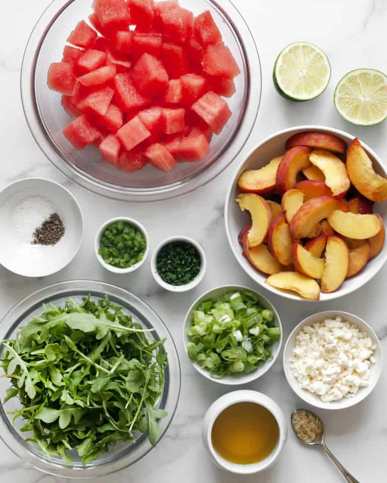 Watermelon Peach Salad with Feta and Arugula - Last Ingredient