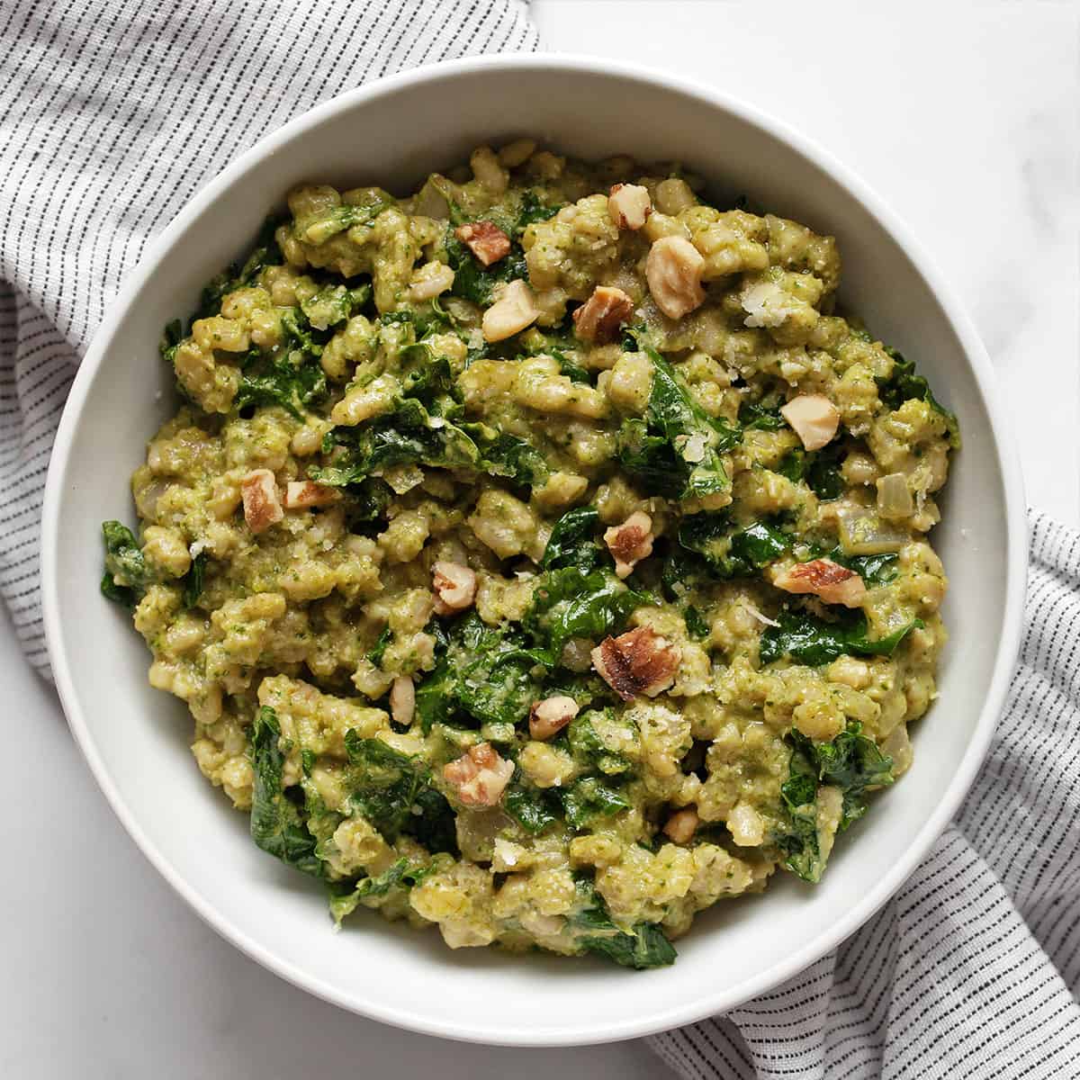 Easy Baked Kale Barley Risotto with Kale Pesto - Last Ingredient