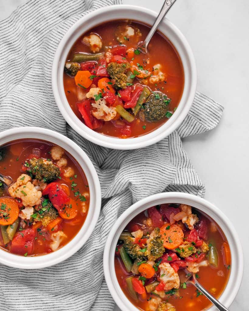 Hearty Vegetable Soup With Broccoli And Cauliflower Last Ingredient
