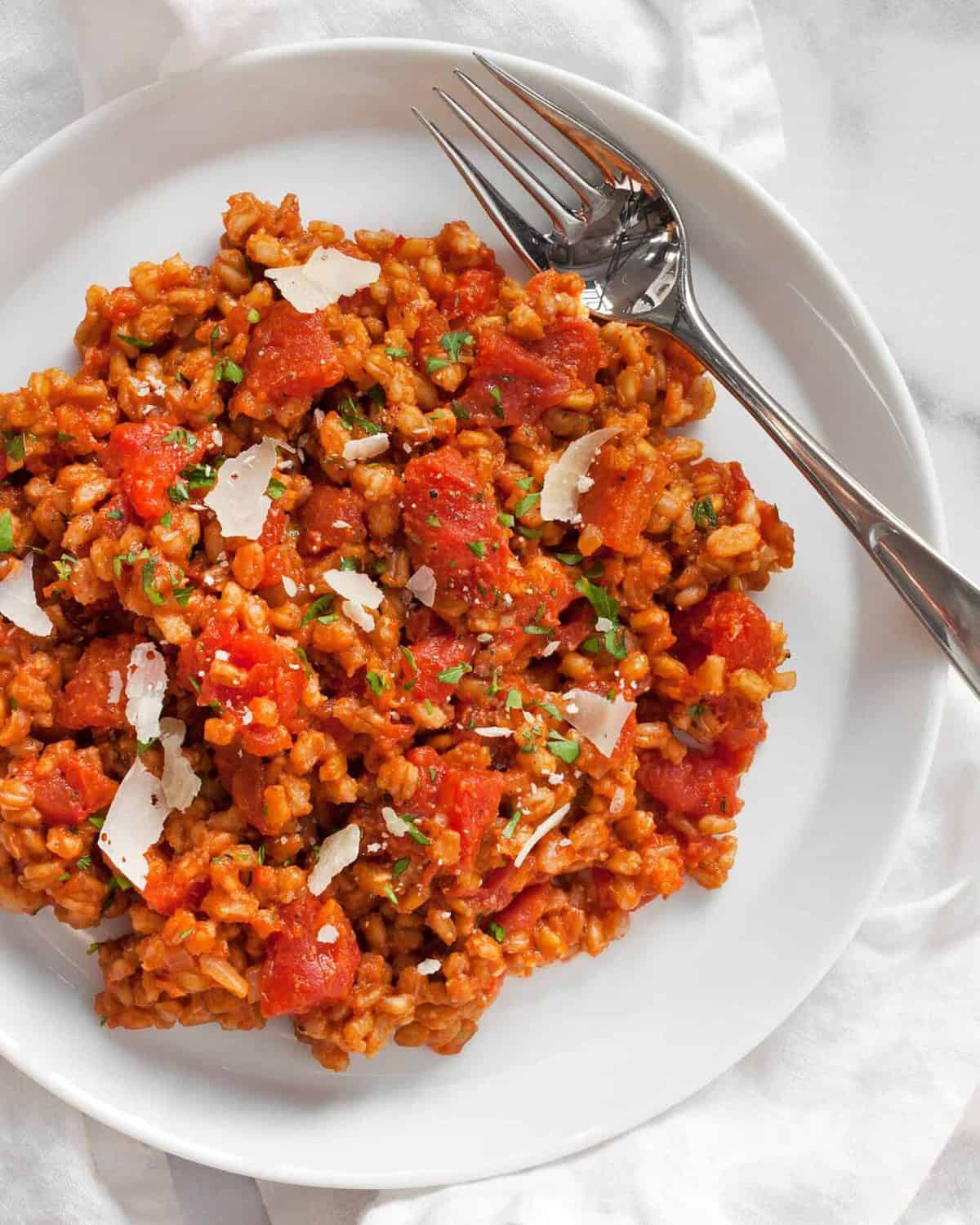 Baked Tomato Farro Risotto with Canned Tomatoes | Last Ingredient