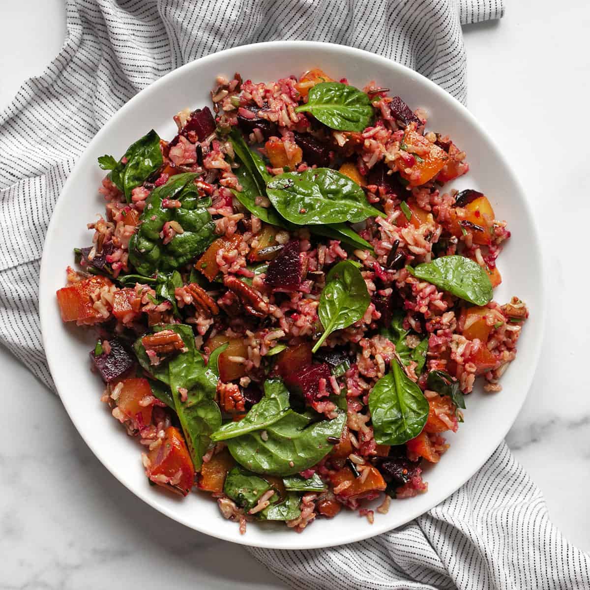 Roasted Beet Wild Rice Pilaf with Baby Spinach - Last Ingredient