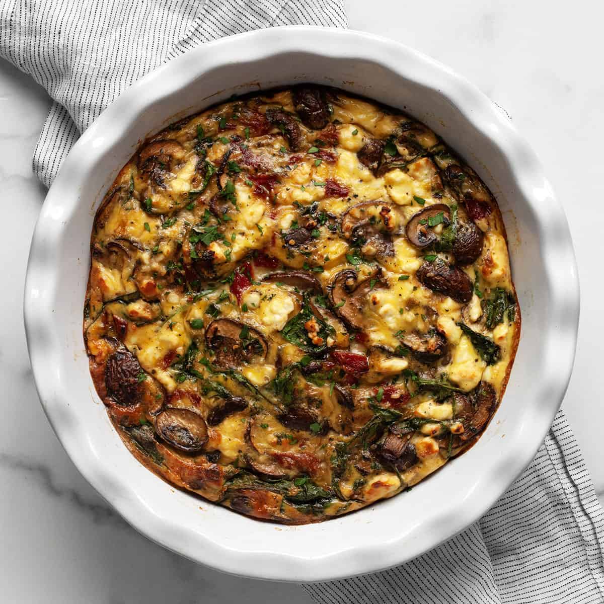 Crustless Mushroom Quiche with Peppers & Feta Last Ingredient