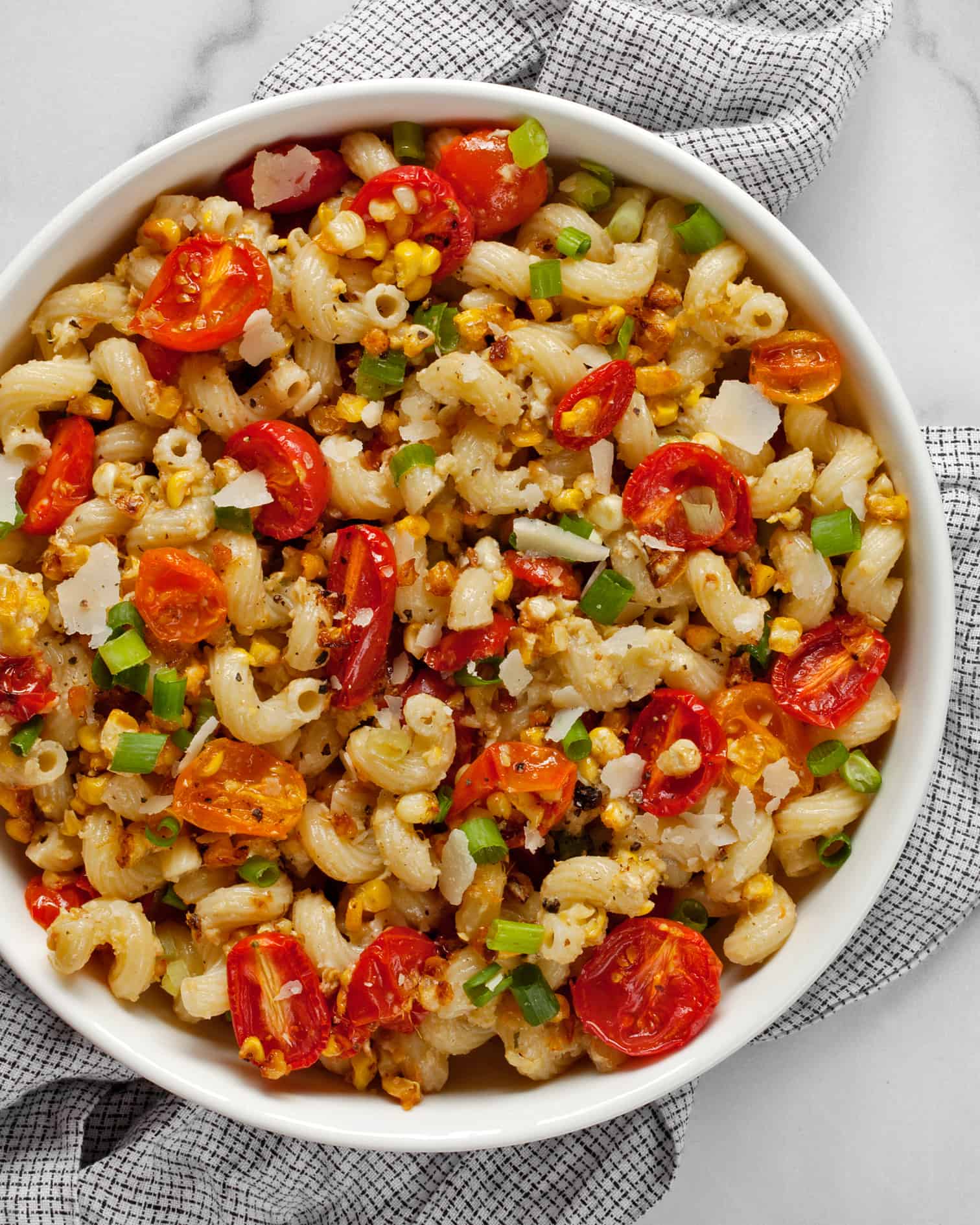 Roasted Sweet Corn Pesto Pasta with Tomatoes - Last Ingredient