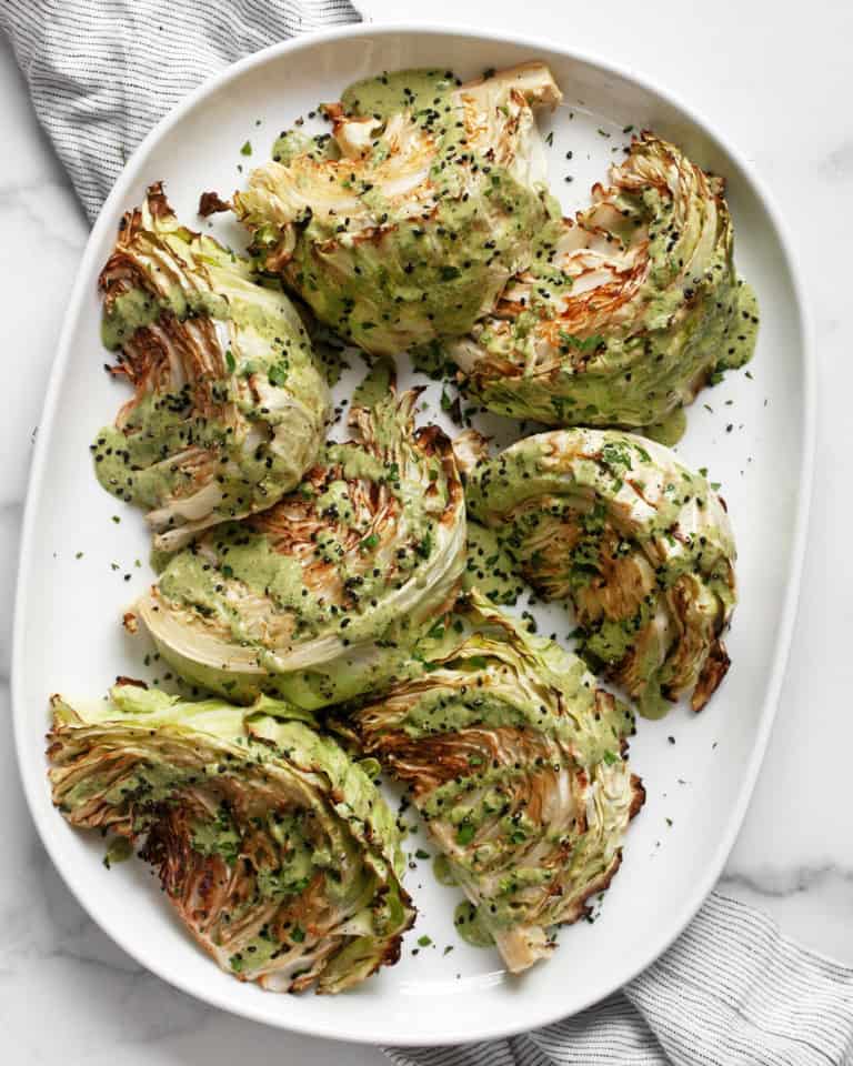 Roasted Cabbage Wedges with Scallion Tahini Sauce - Last Ingredient