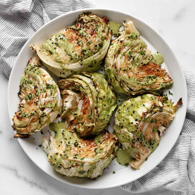 Roasted Cabbage Wedges with Scallion Tahini Sauce - Last Ingredient
