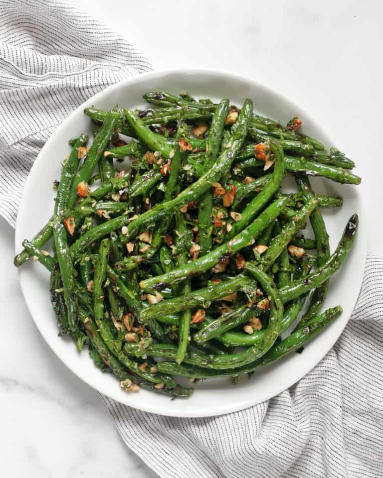 Easy Grilled Green Beans with Almond Gremolata - Last Ingredient